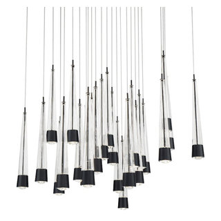 dweLED Quill 41-Light Square Multi LED Pendant 27-30-35-40K, Chrome ...