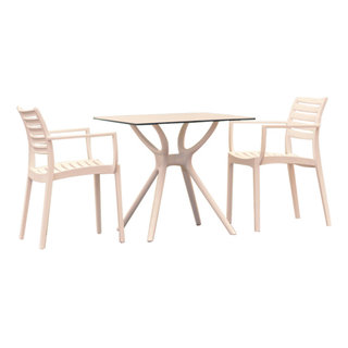 Artemis Dining Set With 2 Arm Chairs White - Midcentury - Outdoor ...