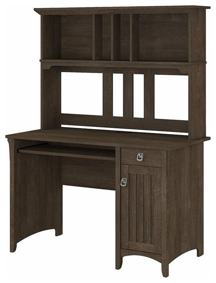 Pemberly Row Small Computer Desk with Hutch in Ash Brown - Engineered ...