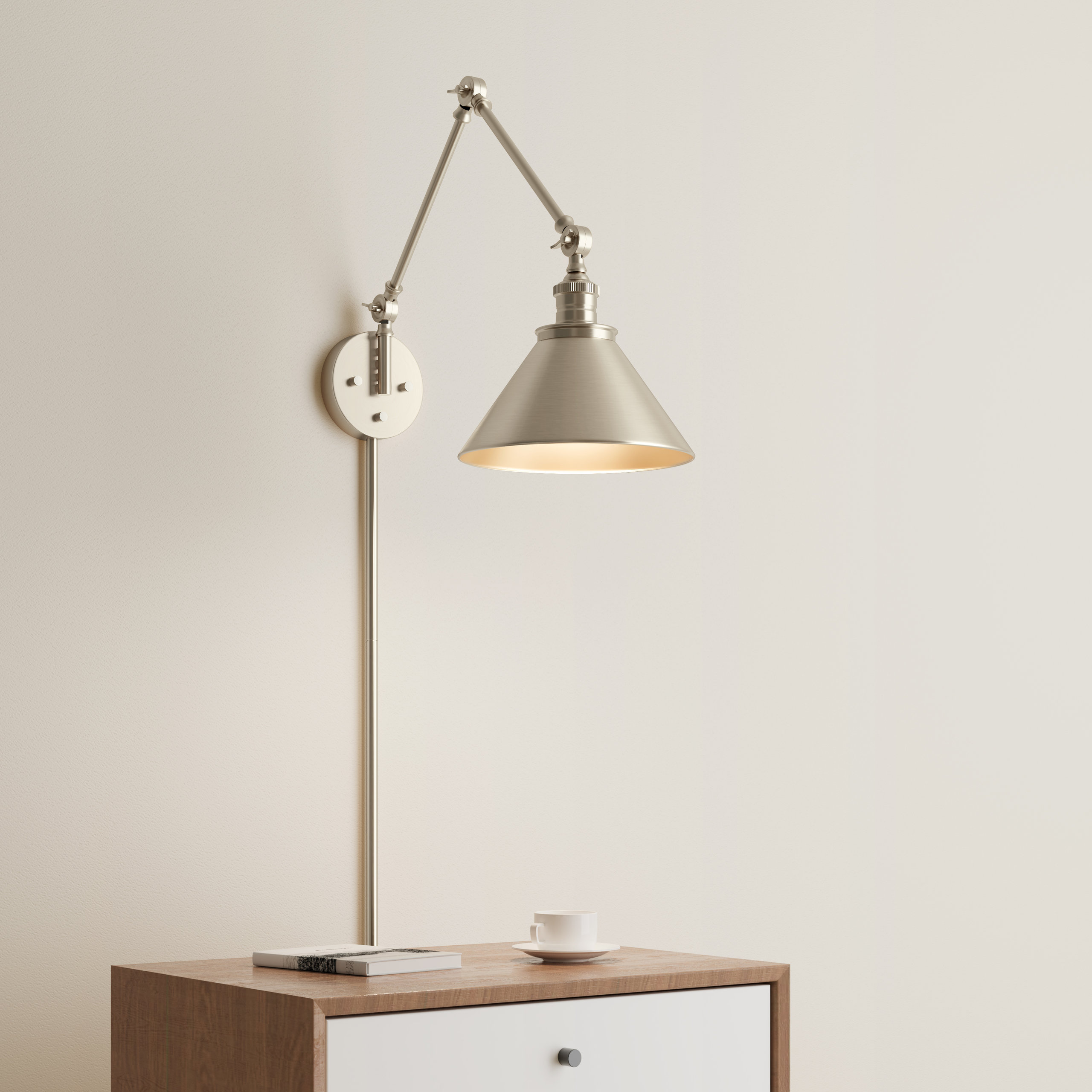 Edward 1 Light 10 in. Swing Arm Wall Lamp Plug In/Wall Mount ...