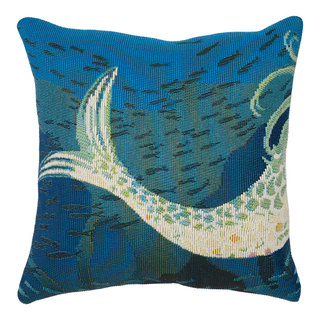 Marina Mermaids Are Real Indoor/Outdoor Pillow, 18"x18" - Beach Style ...