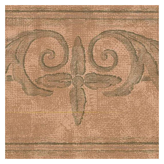Retro Leaves Wallpaper Border Floral Beige Green 7"x15' - Contemporary ...