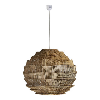 Brown Rattan Hanging Lamp, Vical Home Sabe - Contemporary - Pendant ...