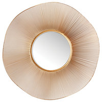 Large 40 in Wavy Gold Wire Sunburst Round Wall Mirror Contemporary ...