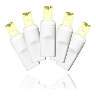 50 5Mm Warm White Twinkle LED Lights 6" Spacing On White Wire ...