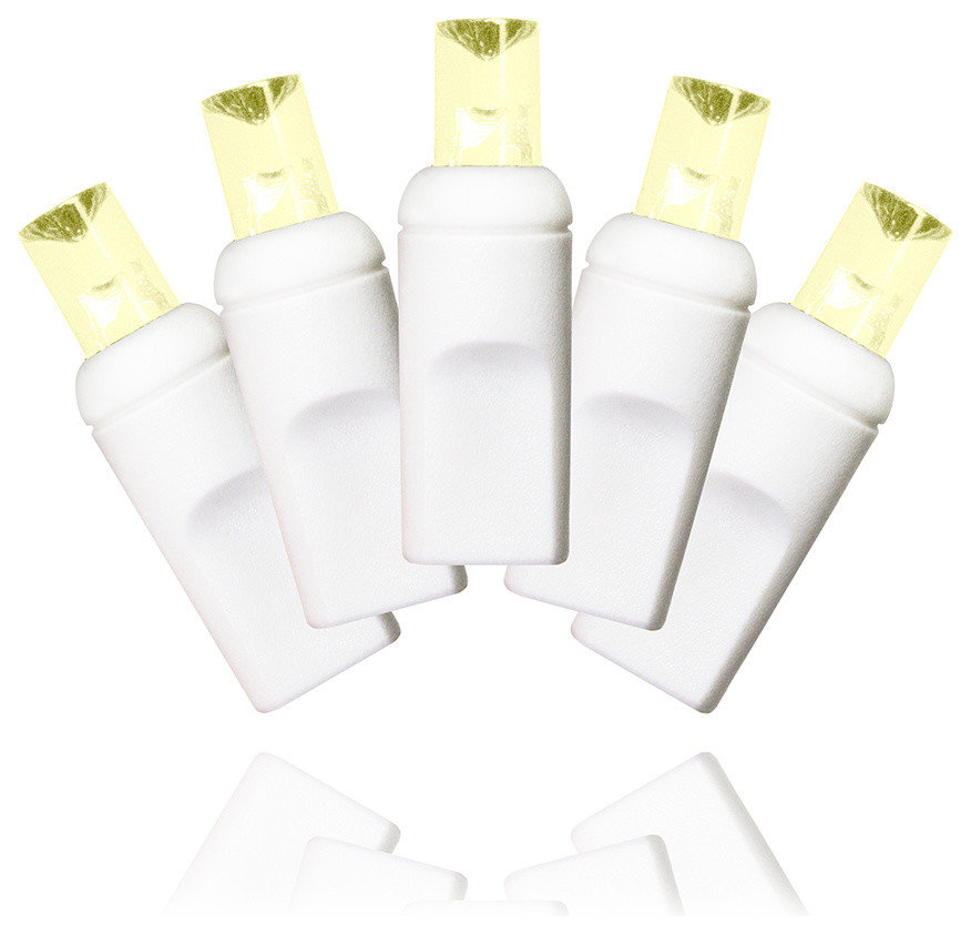 50 5Mm Warm White Twinkle LED Lights 6" Spacing On White Wire ...