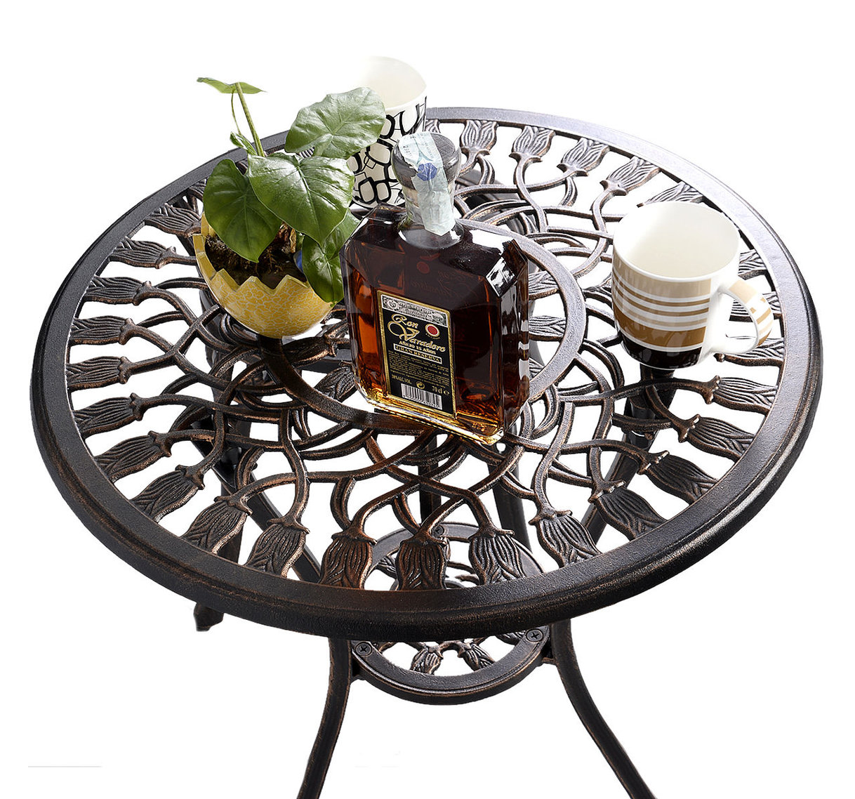 Outdoor Patio Bistro Set Tulip Design in Antique Copper - Mediterranean ...