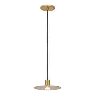 Eaves Ceiling Pendant, 1-Light, LED, Natural Brass, 8"W - Contemporary ...