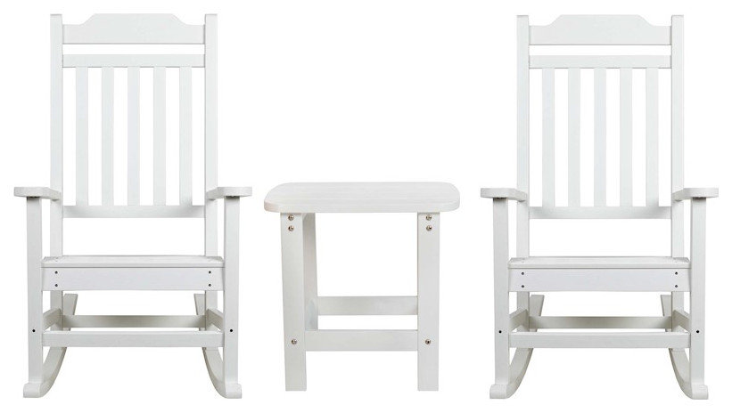 Flash Set of 2 Winston Rocking Chairs/Accent Side Table, White ...