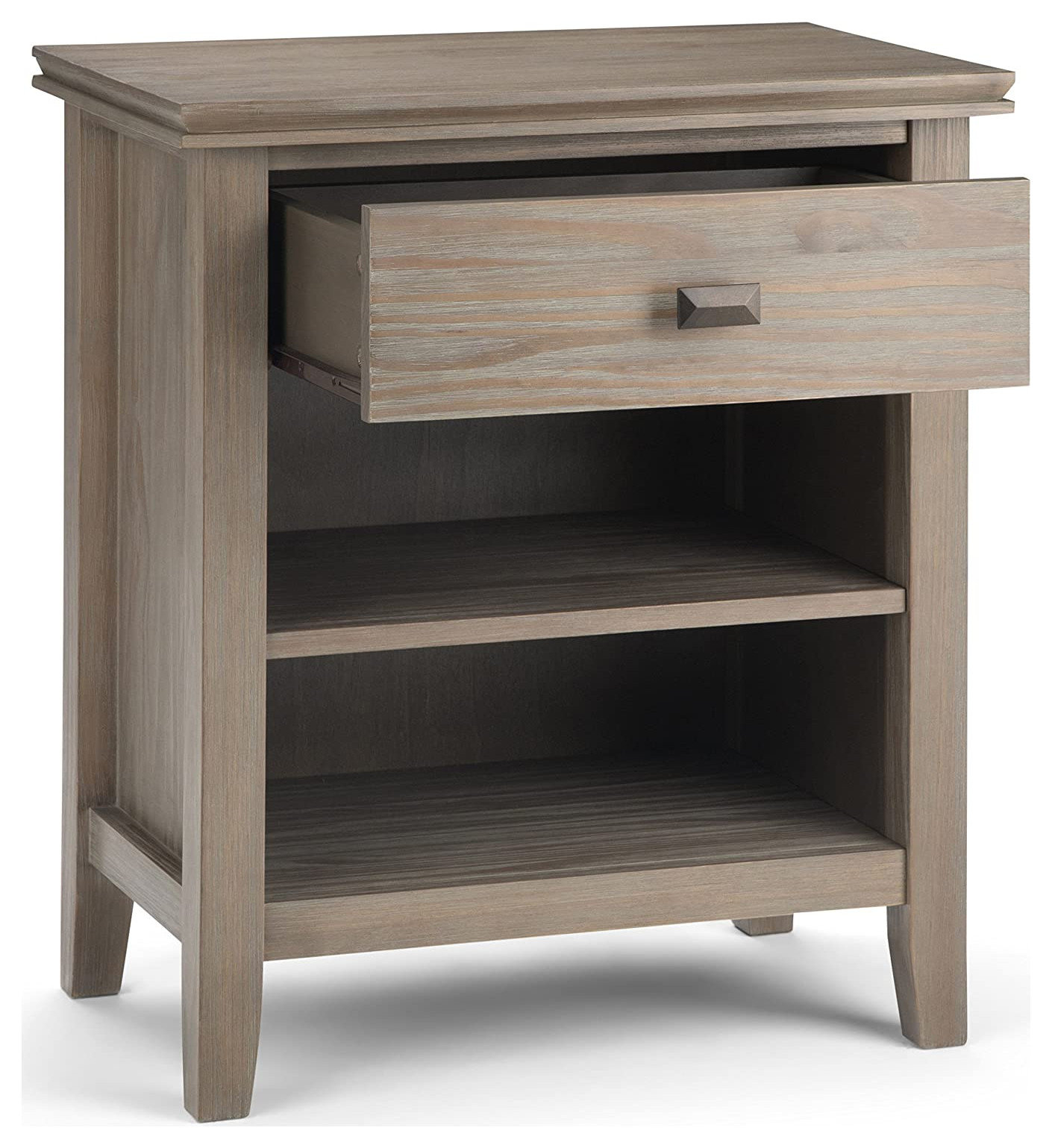 Side Table, 2 Shelves & Drawer With Rectangular Knob - Farmhouse - Side ...