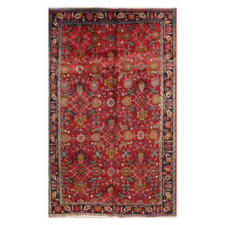 Consigned, All-Over Hand Knotted Medallion Heriz serapi Area Rug, Red ...