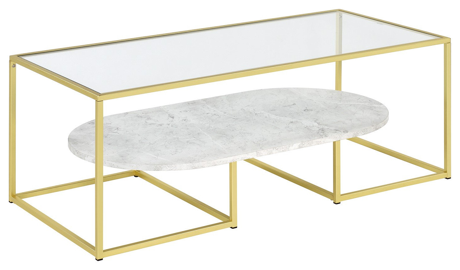 Nola Glass & Metal Cocktail Table in Gold - Contemporary - Coffee ...