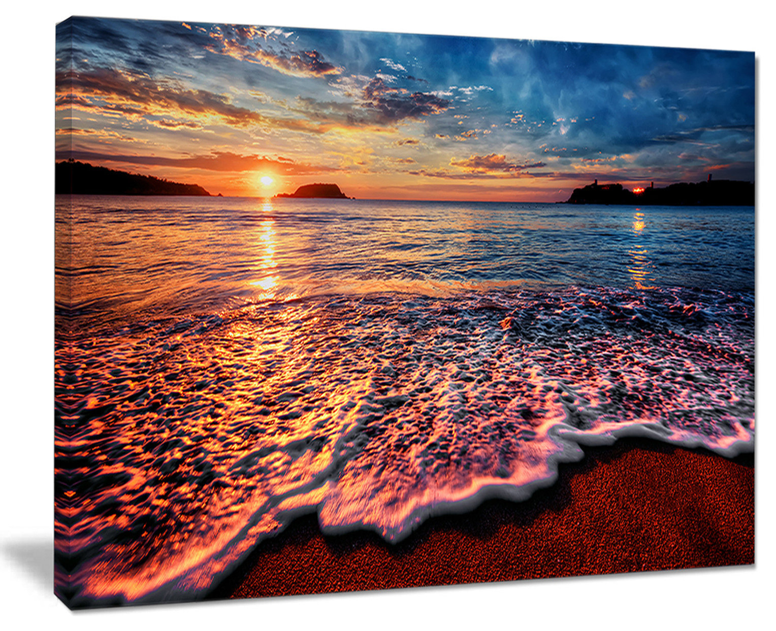 "Peaceful Evening Beach View" Seashore Canvas Wall Art, 20"x12" - Beach ...