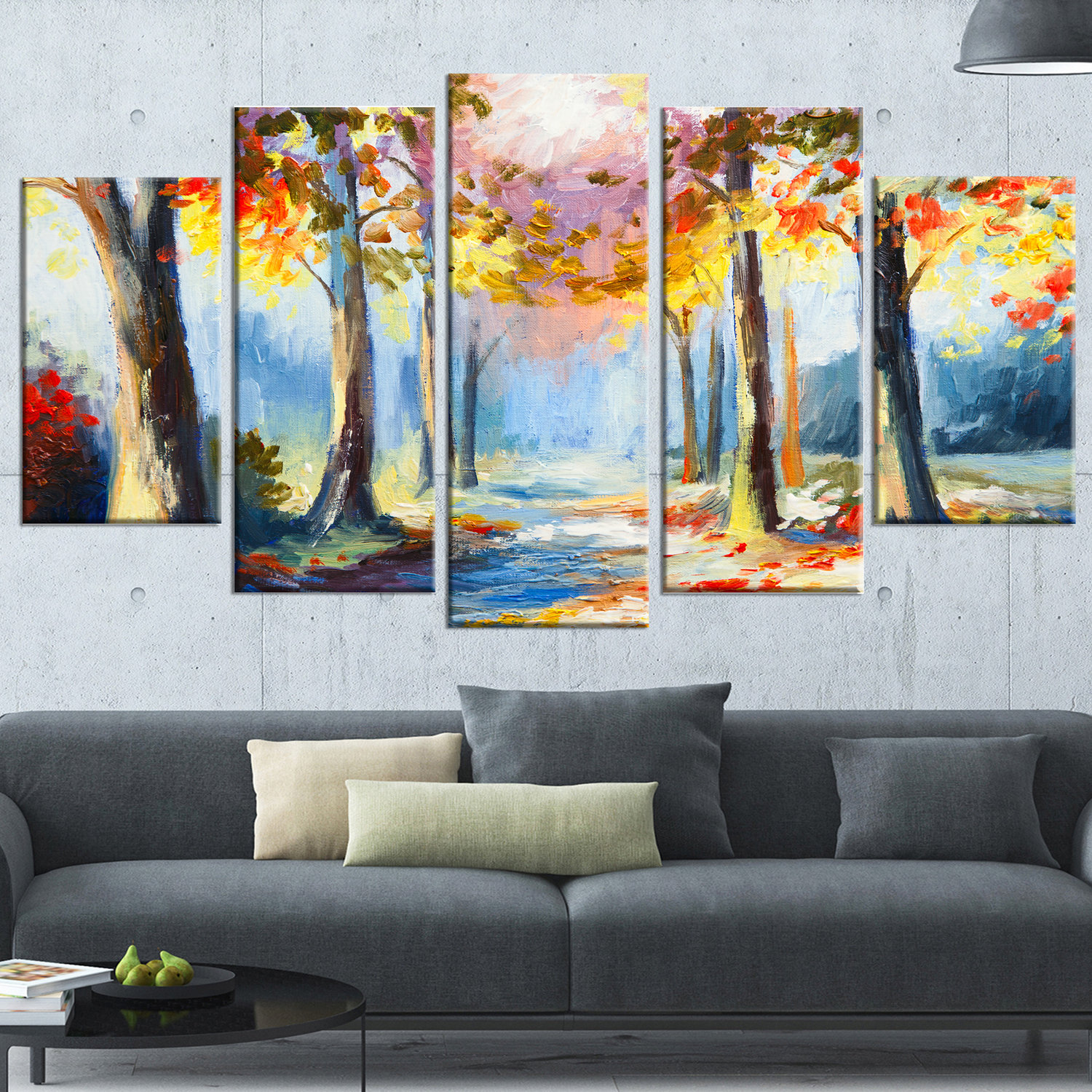"Colorful Spring Forest" Landscape Canvas Print, 60"x32" - Contemporary ...