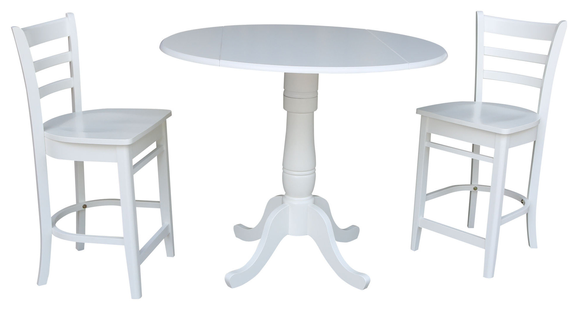 42" Round Pedestal Gathering Height Table with 2 Counter Height Stools ...