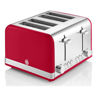 Swan ST19020RN Retro 4 Slice Toaster, 7.2"x11.5"x10.4", Red ...