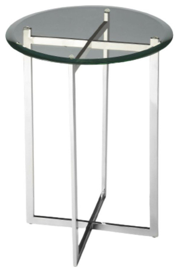 21" Silver Geo Base and Glass Round End Table - Contemporary - Side ...