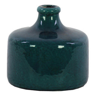 Ceramic Short Round Vase With Banded Rim Mouth and Short Neck ...