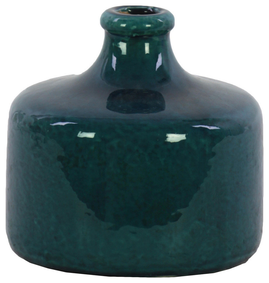 Ceramic Short Round Vase With Banded Rim Mouth and Short Neck ...