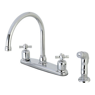 8" Centerset Kitchen Faucet, Sprayer - Transitional - Kitchen Faucets ...