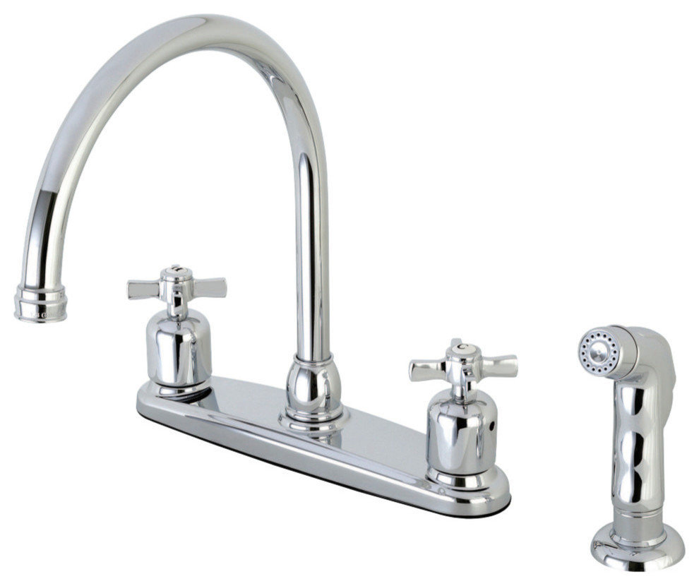 8" Centerset Kitchen Faucet, Sprayer - Transitional - Kitchen Faucets ...