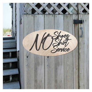 No shoes No shirt No service sign Business sign Wooden sign Customers ...