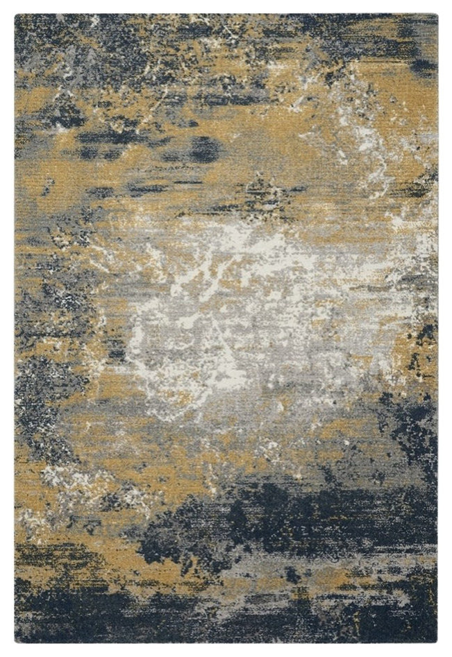 Nourison Twilight 66" x 96" Wool Indoor Rug in Navy Blue/Gold ...
