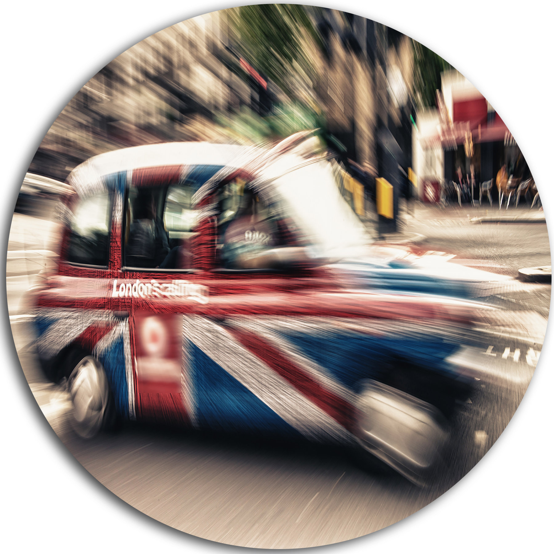 Uk Cab In London, Cityscape Photography Round Wall Art, Disc of 36 inch ...