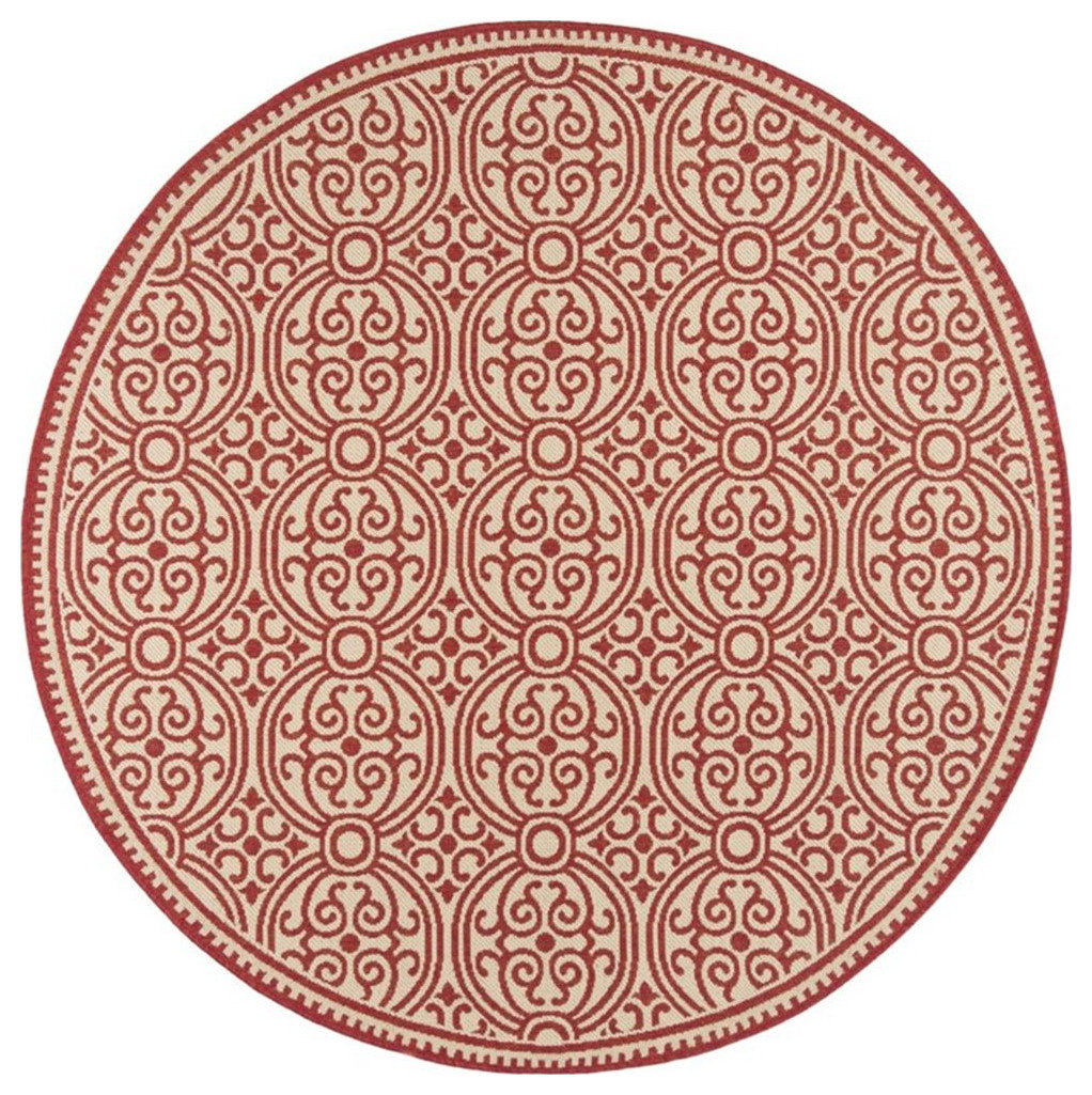 Safavieh Linden 100 6'7" Round Rug in Red and Creme, 6'7" Round ...