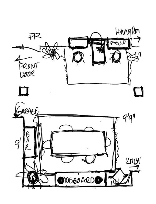 Open floor plan dining room/hall design delimma