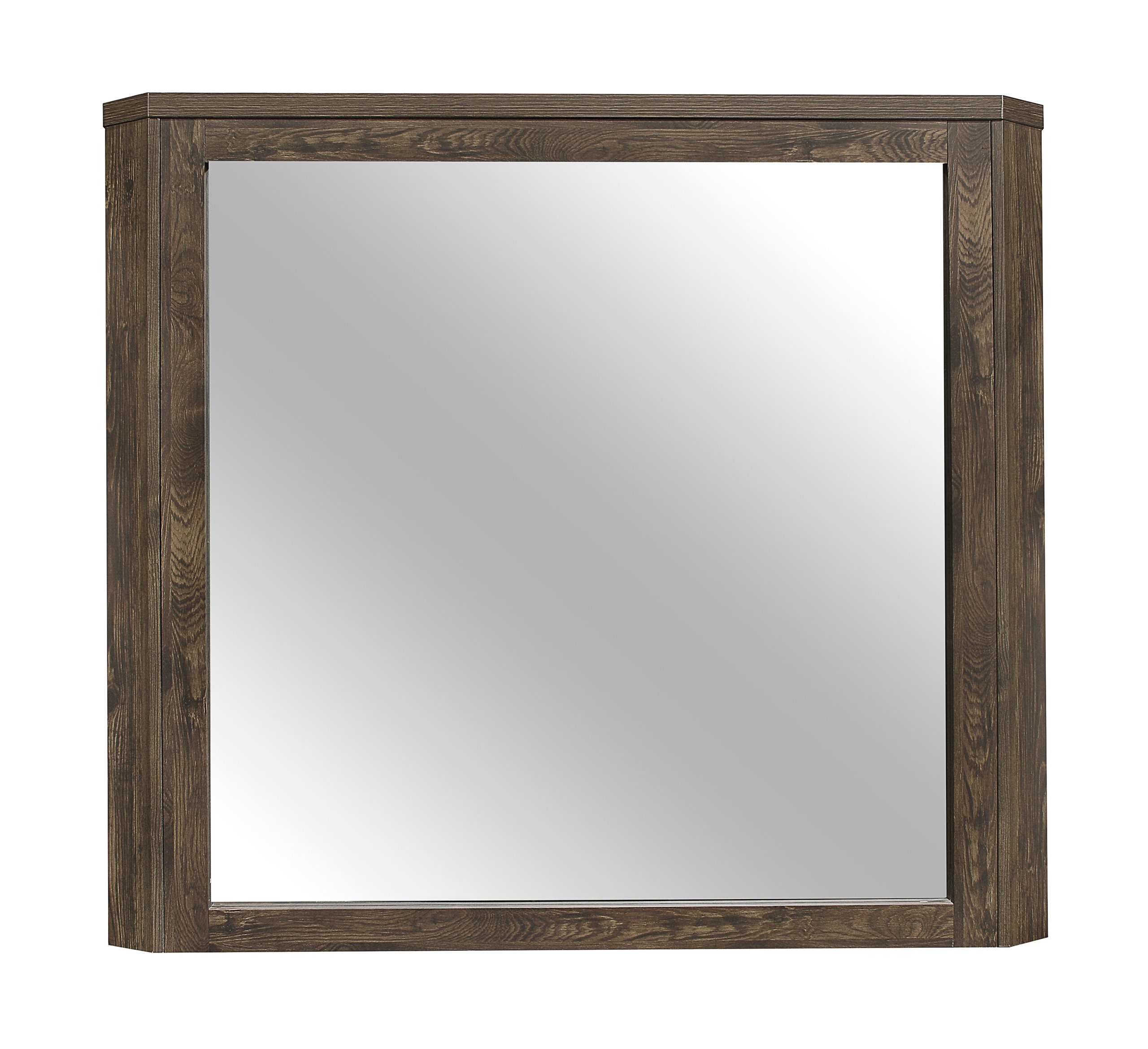 Rectangular Mirror with Wooden Frame and Clipped Corners, Rustic Brown ...