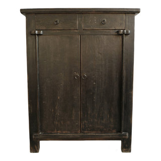 Black Ming Tall Side Cabinet - Asian - Storage Cabinets - by Design Mix ...