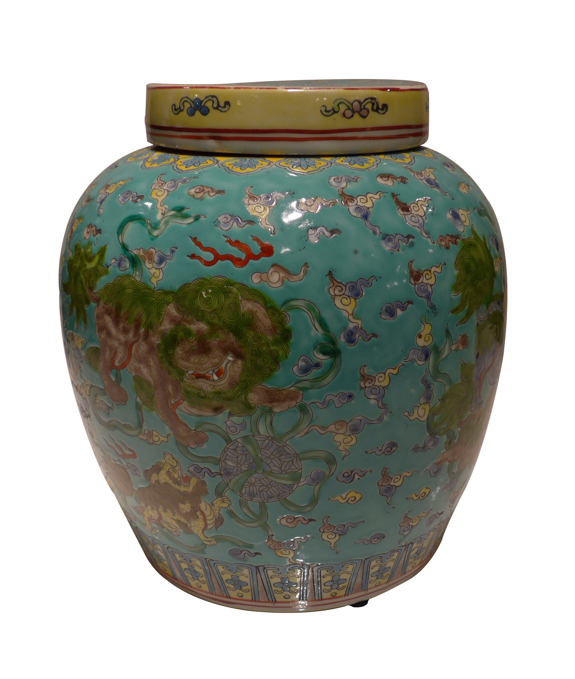 Teal Lion Jar, 8"x10" - Asian - Decorative Jars And Urns - by DESSAU ...