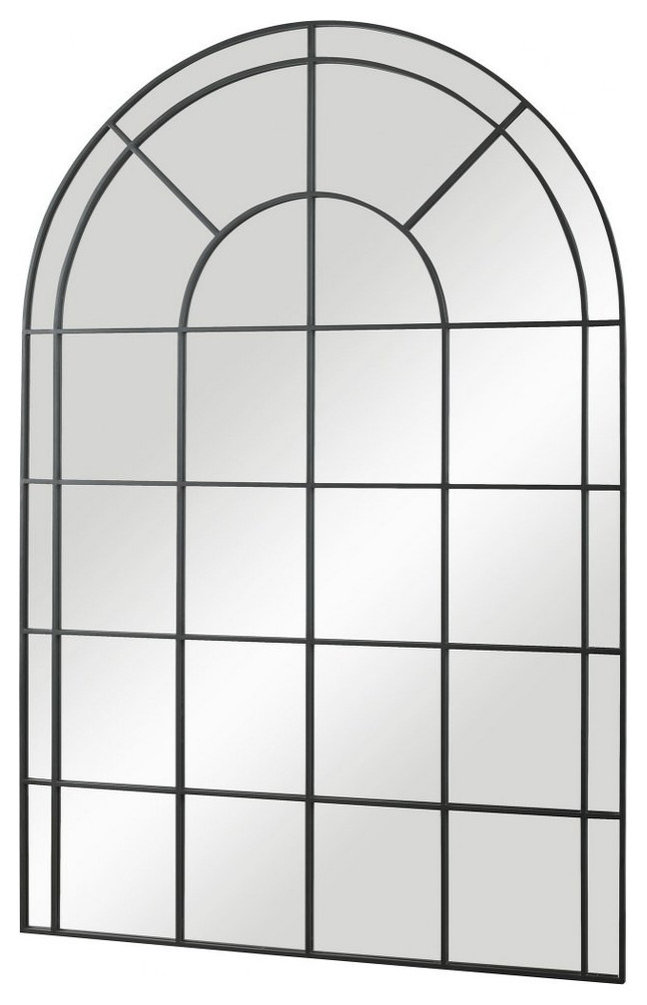 Vintage Arched Windowpane Mirror in Satin Black Finish Hand Forged ...