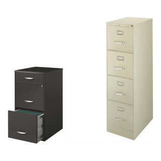 2 Piece Value Pack 4 and 3 Drawer Filing Cabinet in Putty and Charcoal ...