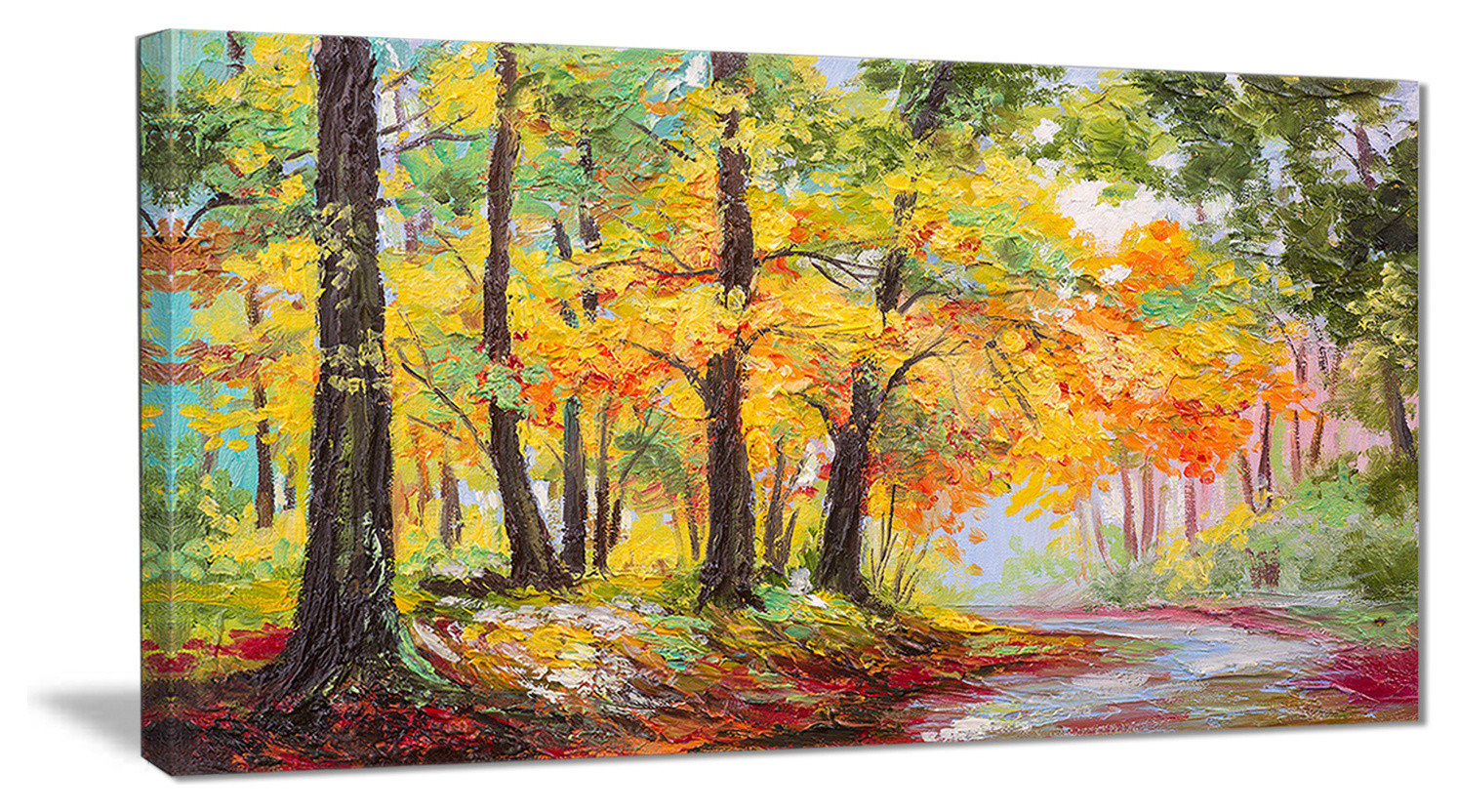 "Colorful Autumn Forest" Landscape Canvas Artwork, 32"x16" - Modern ...