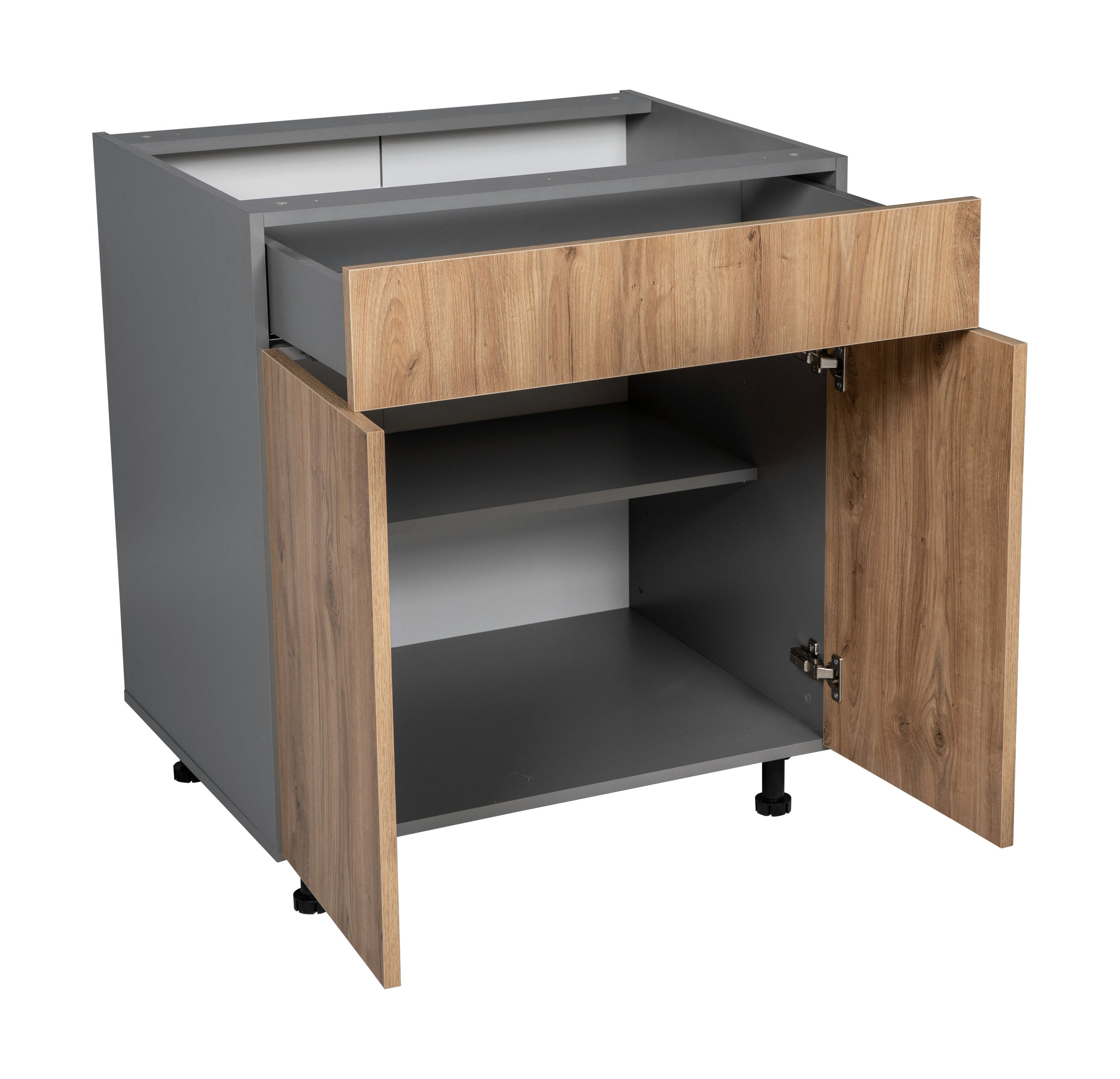 27 Base Cabinet Double Door Single Drawer Grey, 27 x 34 1/2 x 23 3/8 ...