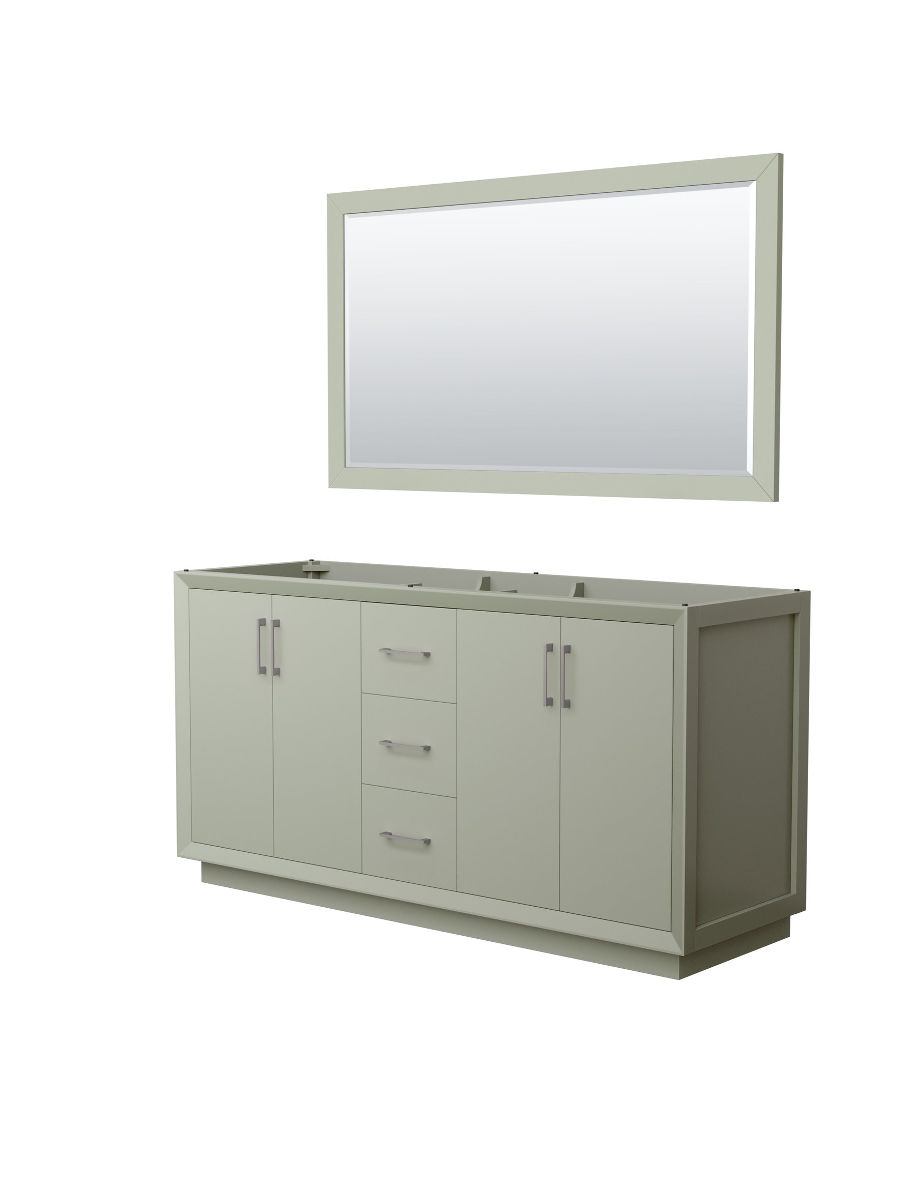 Strada 66 Inch Double Vanity in Light Green, Brushed Nickel Trim, 58 ...