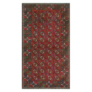 Vintage Distressed Maxwell Red/Green Rug, 3'8x6'7, 3'8x6'7 ...