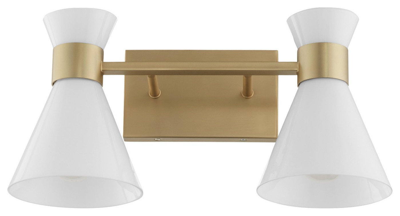 Beldar Vanity in Aged Brass W/ Gloss Opal - Midcentury - Bathroom ...