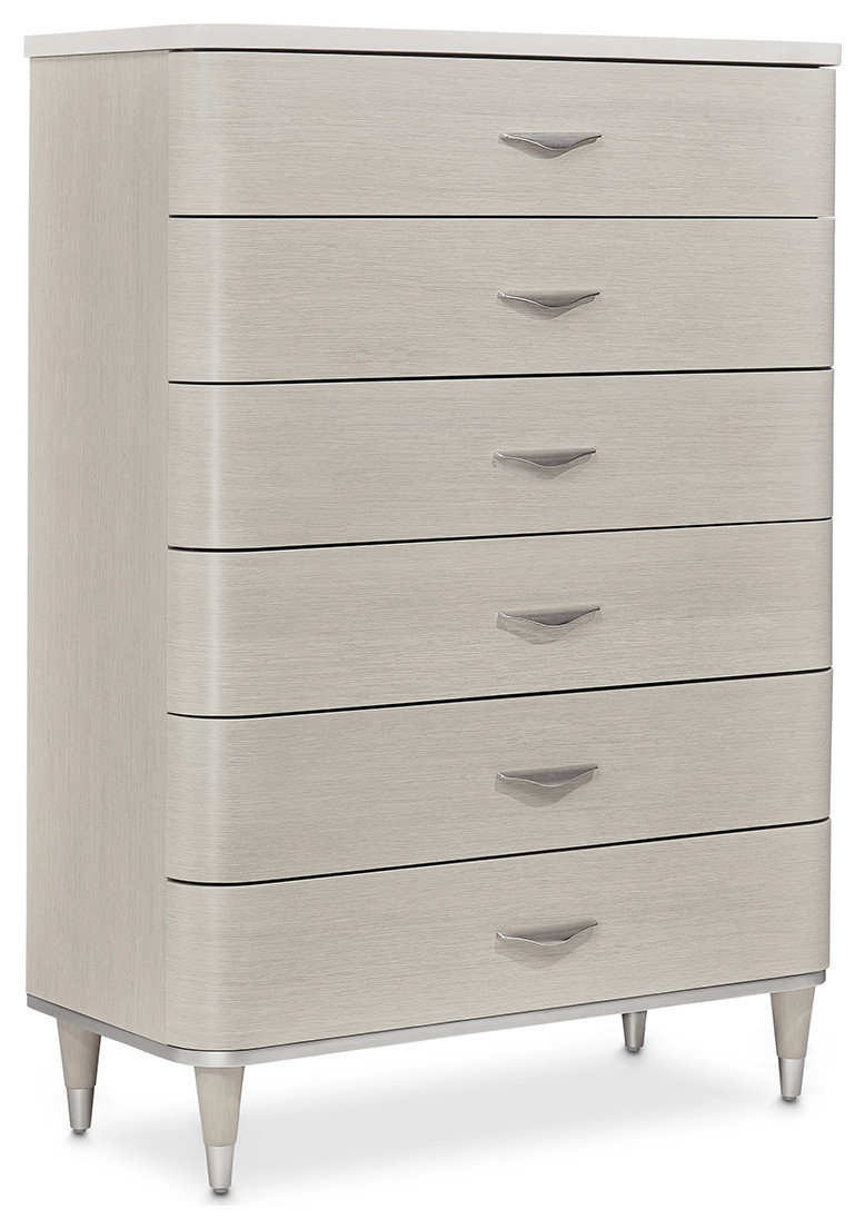 Michael Amini Eclipse 6-Drawer Wood & Marble Chest in Moonlight Gray ...