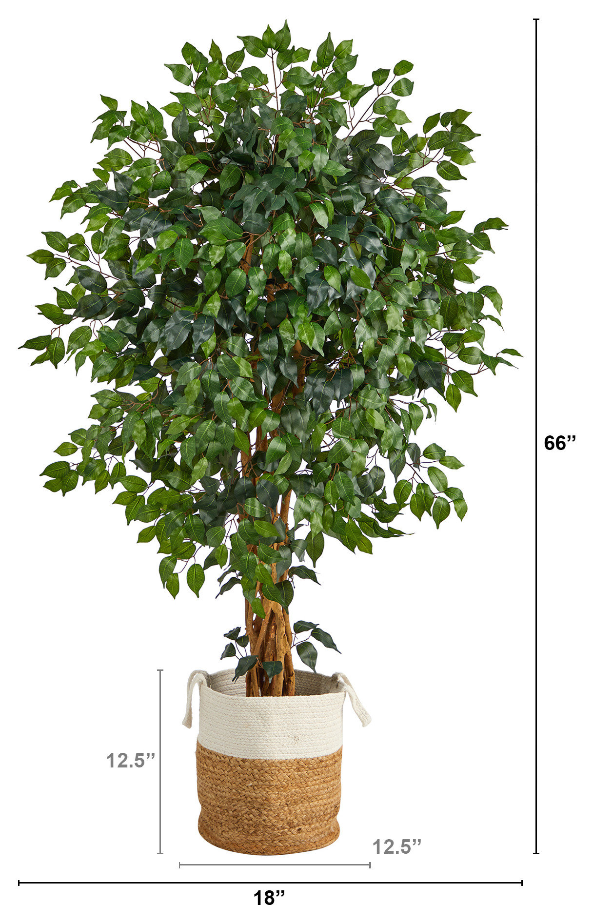 5.5' Palace Ficus Artificial Tree With, Handmade Natural Jute and ...