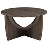 28" Round Wood Coffee Table with Open Crossed Arch Base - Cerused Ash ...