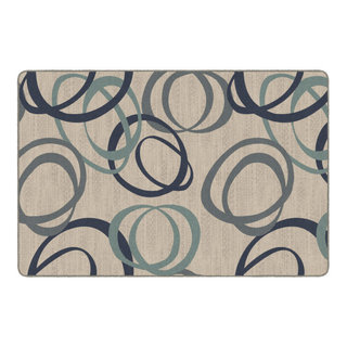 Flagship Carpets FM200-34A 6'x9' Duo Natural/Blue Rug, 6'x9 ...