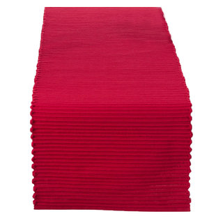Classic Everyday Ribbed Cotton Table Runner - Contemporary - Table ...