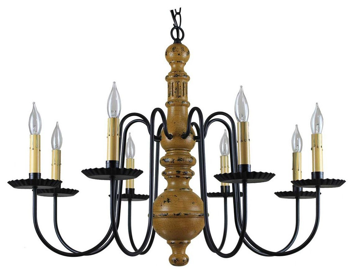 Hamilton Primitive Chandelier, Black With Mustard Crackle and No Trim ...