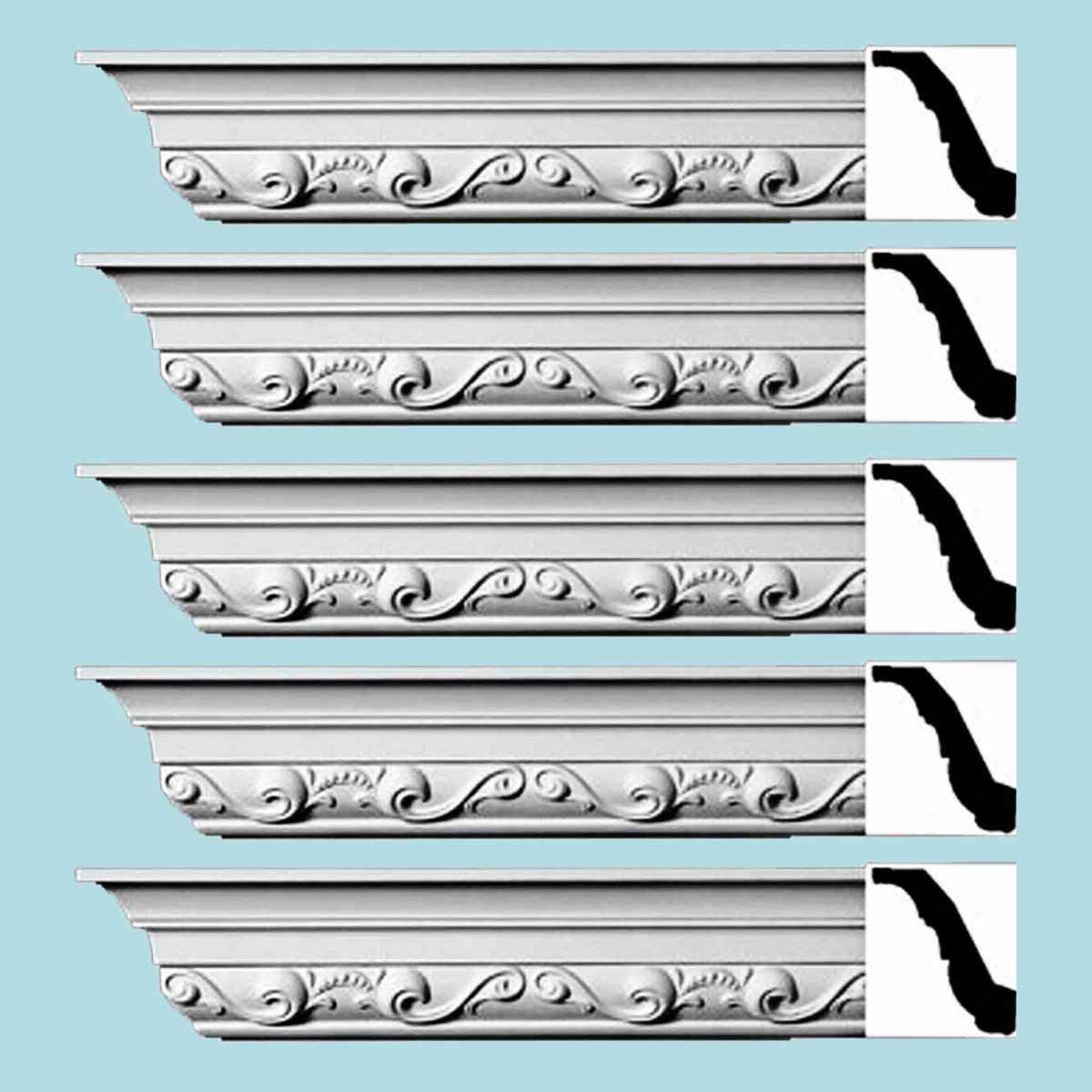 Ornate Cornice White Urethane Williamsburg Design 5 Pieces Totaling 470 ...