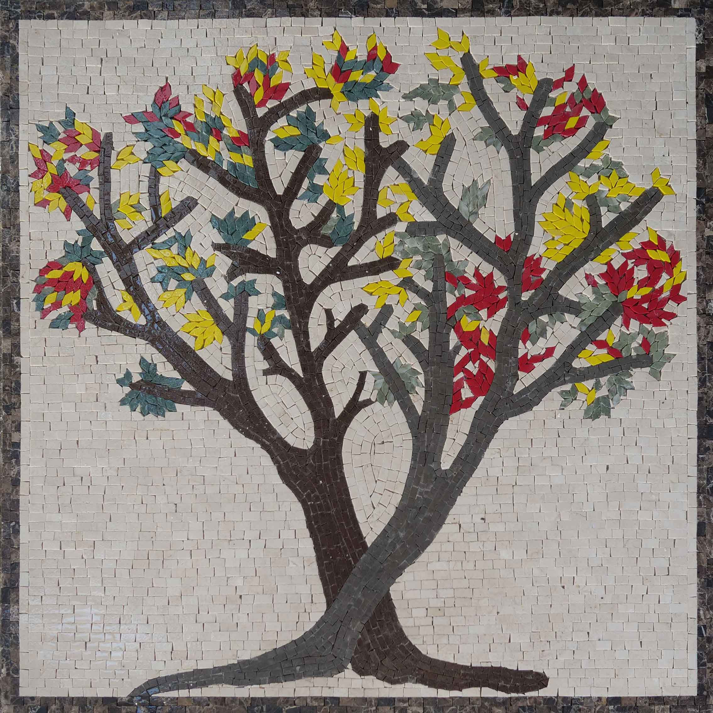 Autumn tree - Handmade Mosaic, 60" x 60" - Contemporary - Tile Murals ...