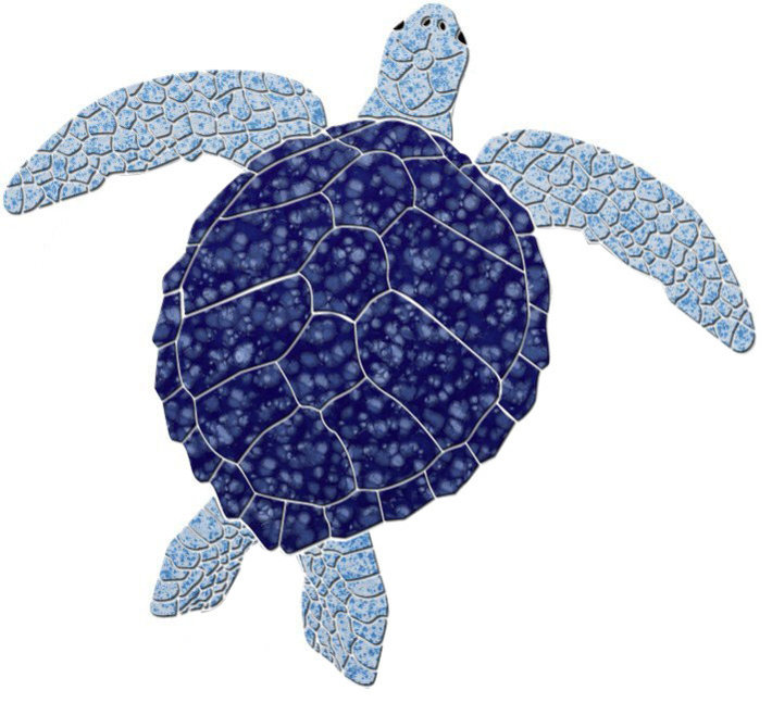 Sea Turtle 2 Ceramic Swimming Pool Mosaic, 18"x16" - Beach Style ...