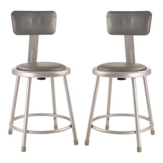 Home Square 6400 Series 18" Modern Metal Heavy Duty Stool in Gray - Set ...